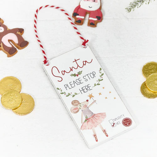 Door Hanger Mouse 'Santa Please Stop Here' Christmas – Bumbles & Boo