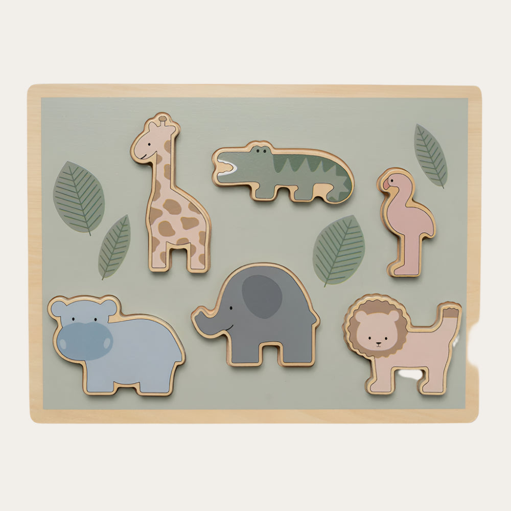 Safari Jigsaw Puzzle - Wooden Toddler Toys - Bumbles & Boo