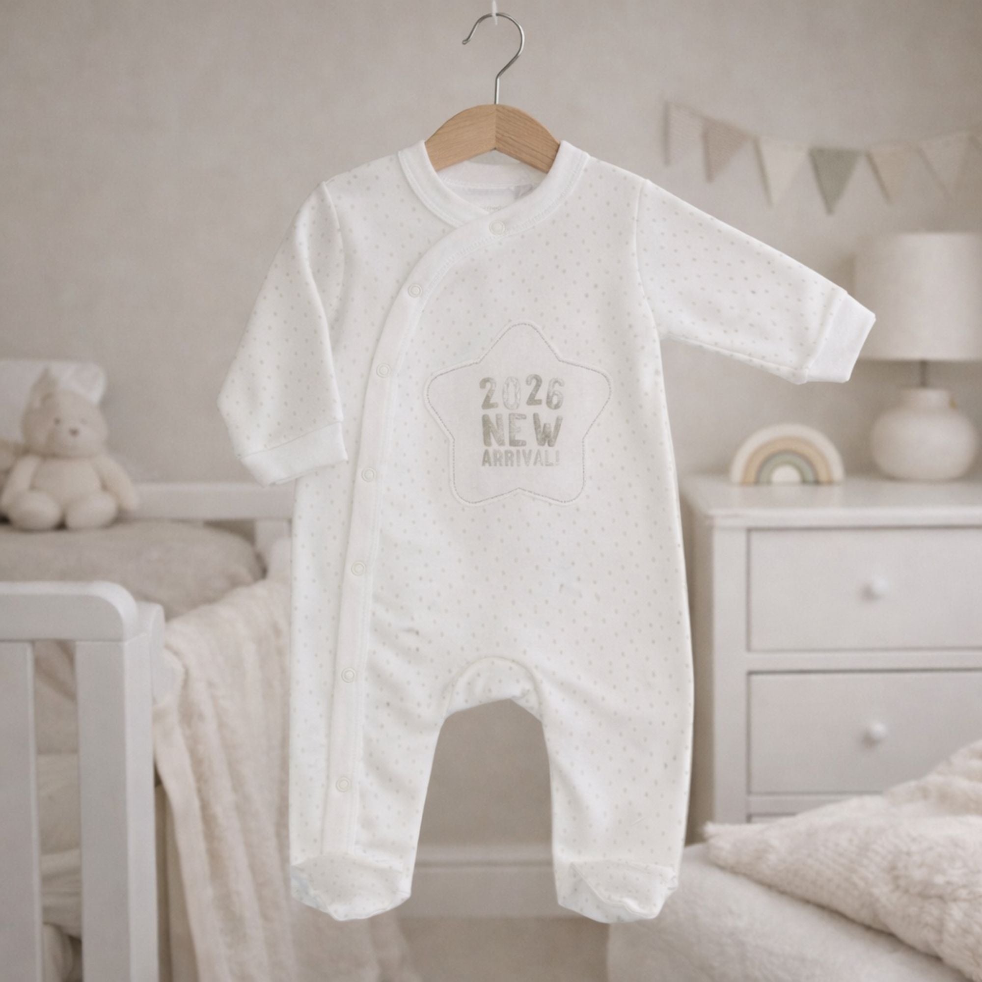 White Baby Sleepsuit - 2026 New Arrival - Cotton - Bumbles & Boo