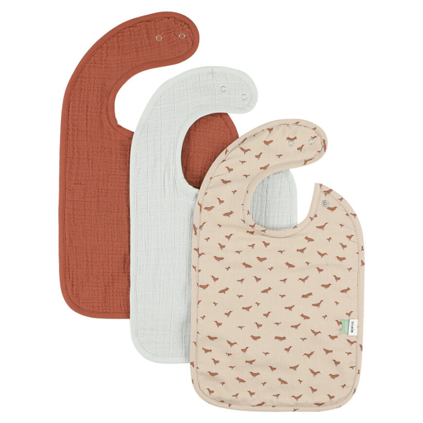 Organic Bibs 3 Pack 'Babbling Birds' - Baby Weaning – Bumbles & Boo