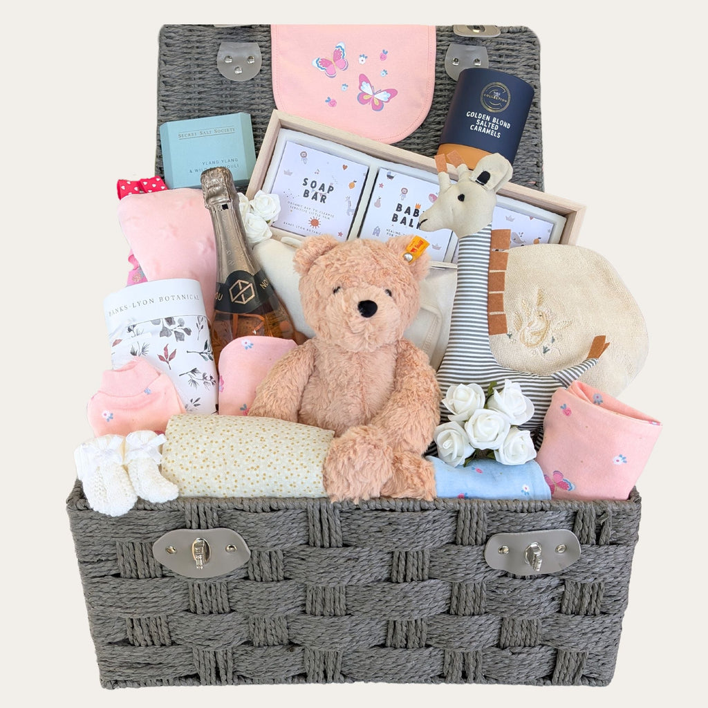 Baby Hamper Basket - Pink Serengeti - Baby Shower Gifts – Bumbles & Boo