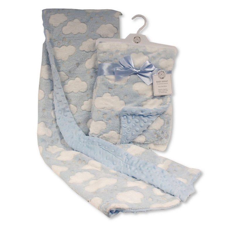 Soft Baby Blanket Wrap 'Blue Clouds' Dimple Back – Bumbles & Boo
