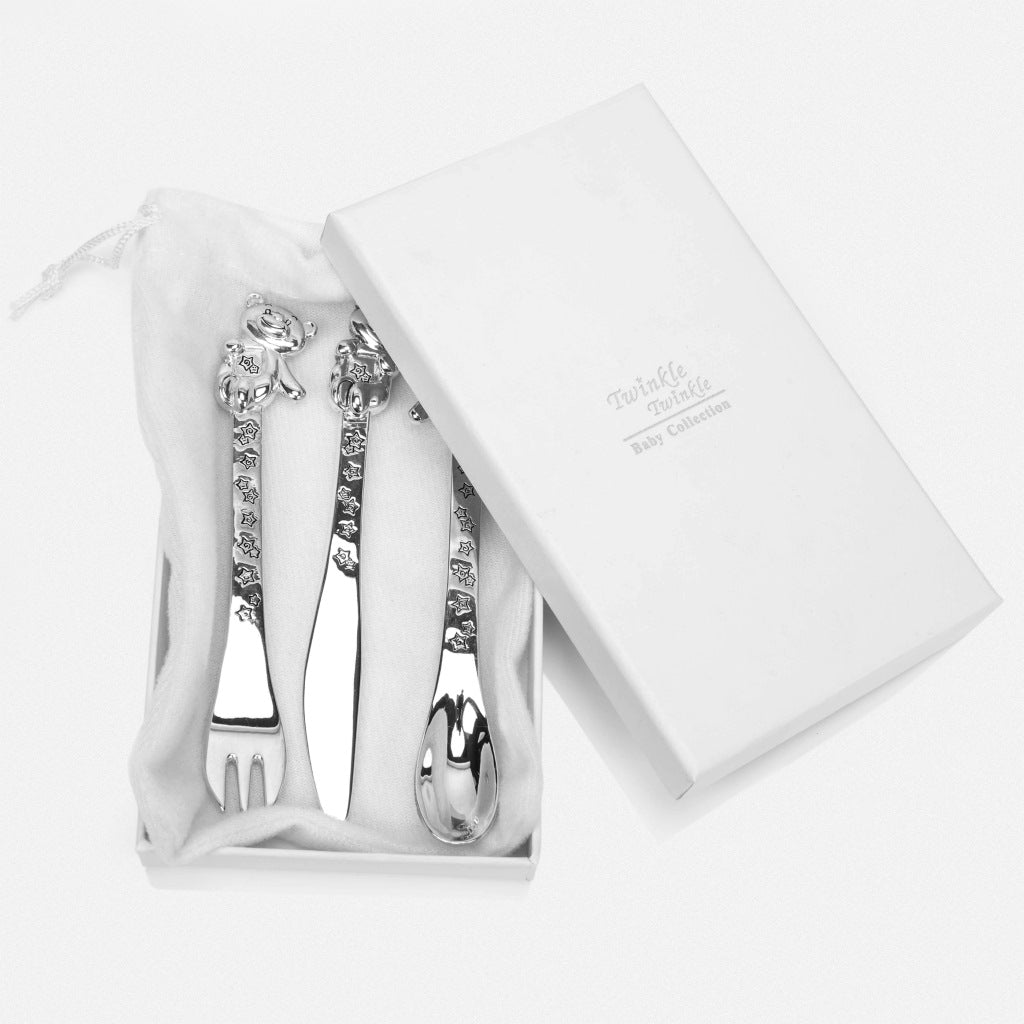 Silver Plated Baby Cutlery Set - Christening Gifts - Bumbles & Boo
