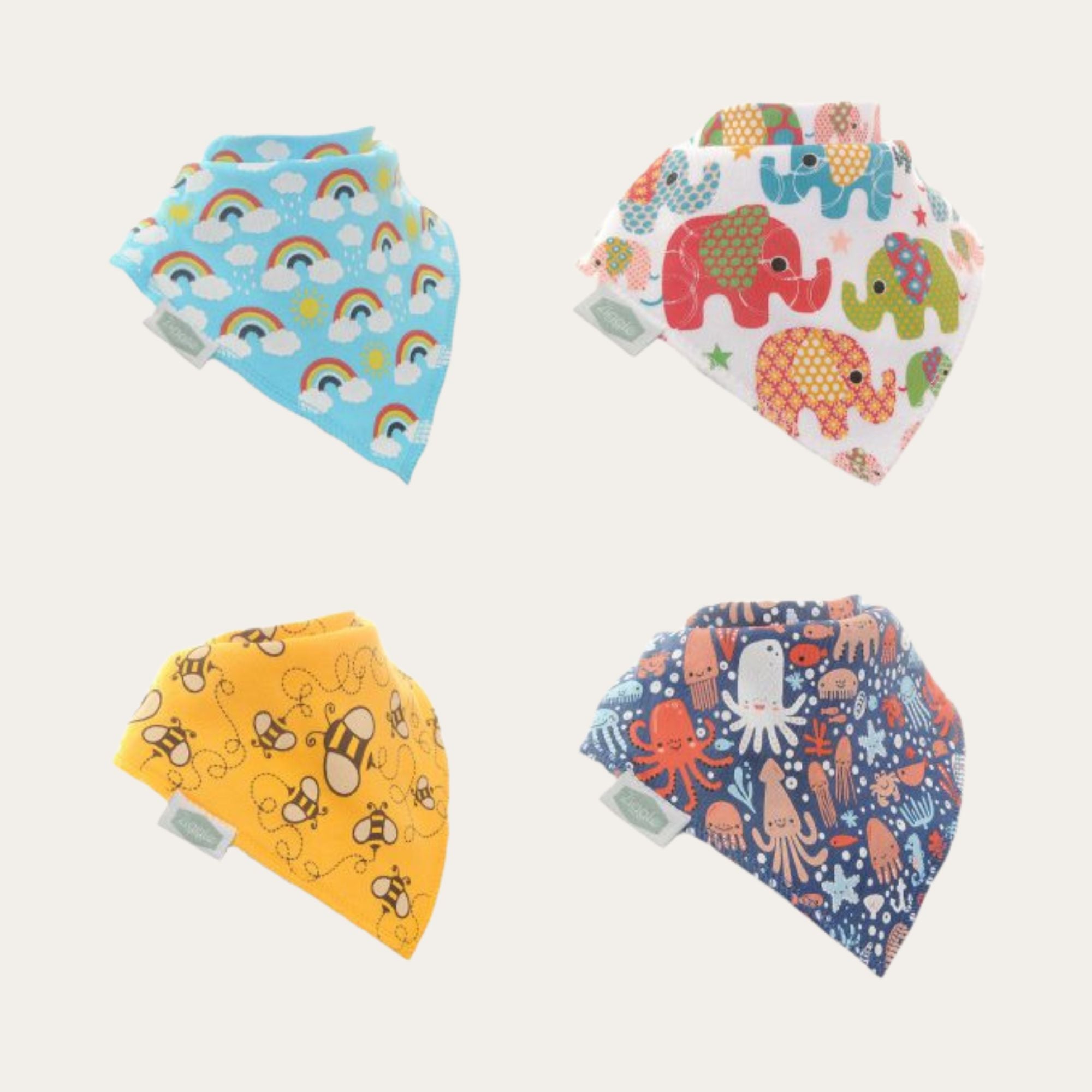 Bandana Bib 'Colourful' 4pc Gift Set - Baby Bibs - Bumbles & Boo
