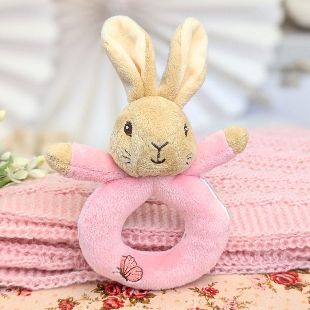 Flopsy Bunny Plush Ring Rattle - Baby Rattles - Bumbles & Boo