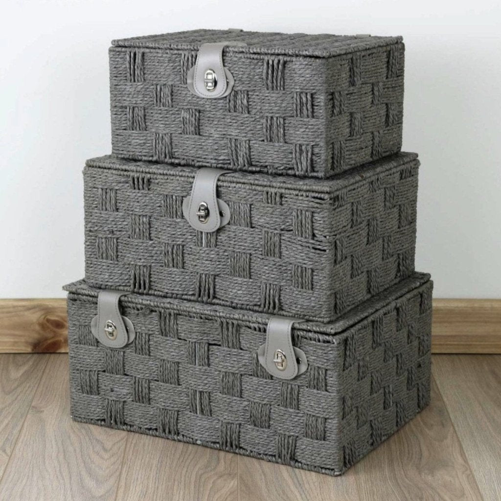 Grey Wicker Hamper Basket - Empty Hamper – Bumbles & Boo
