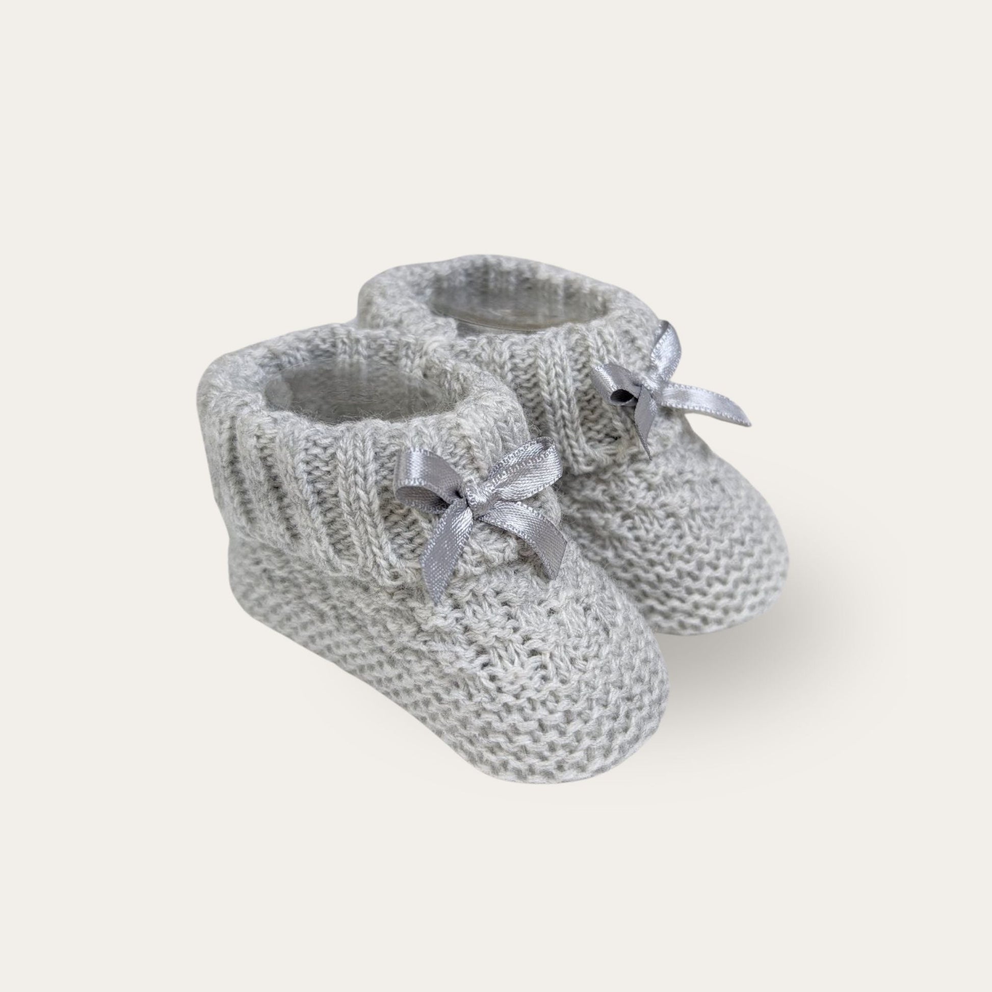 Grey Baby Knitted Booties - Baby Booties - Bumbles & Boo