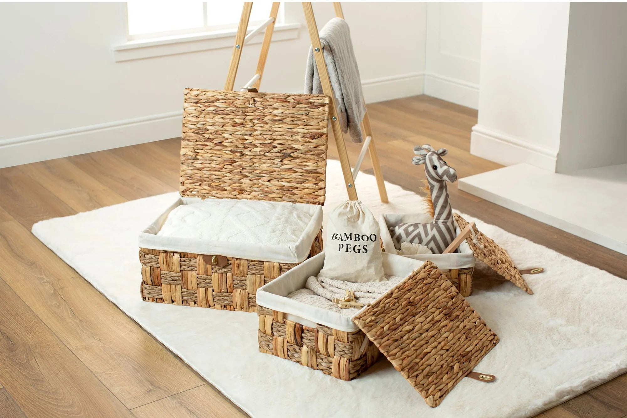 Water Hyacinth and Seagrass Weave Hamper Storage Basket Set of 3 ...