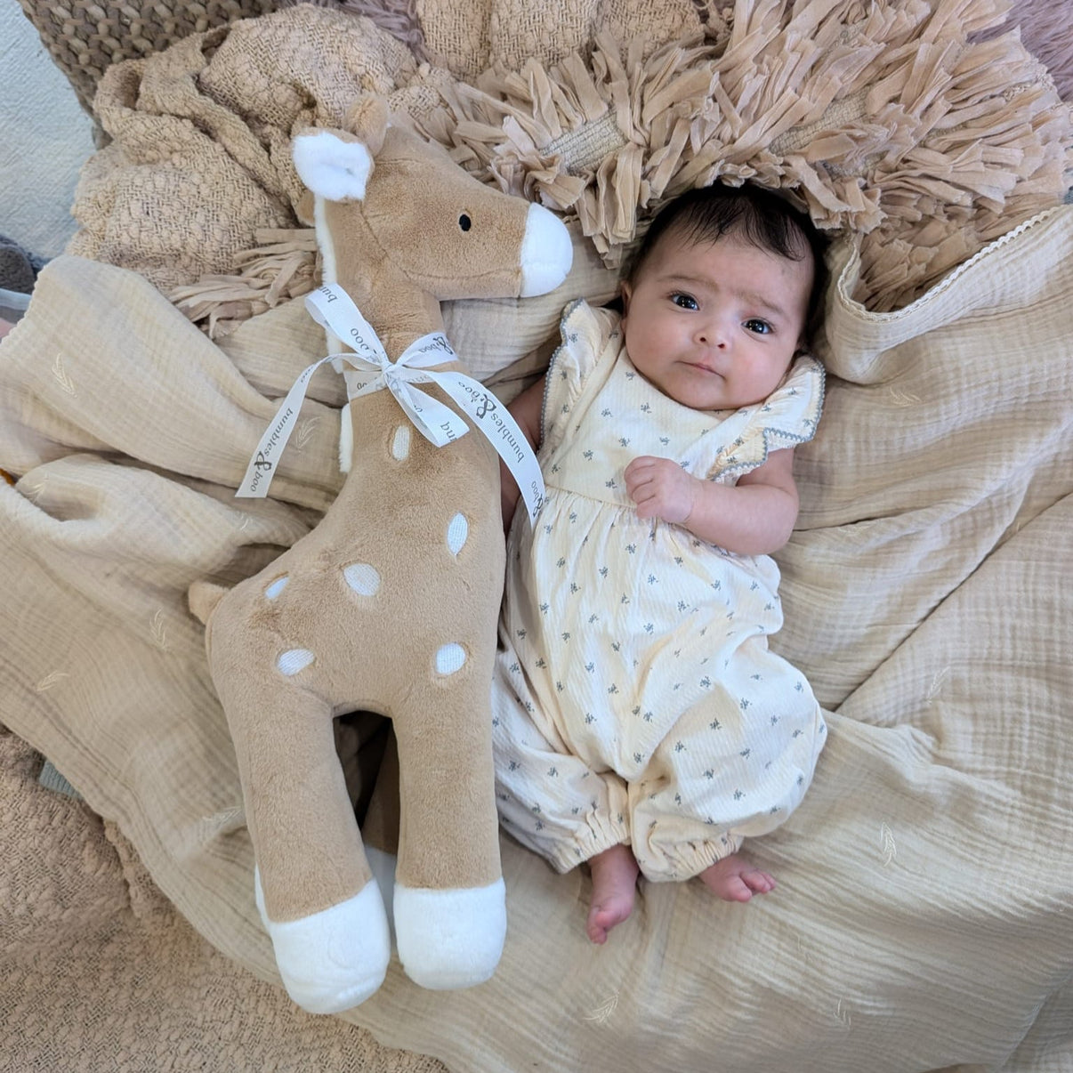 XL Giraffe Cuddly Toy – Biscuit Colour – Bumbles & Boo