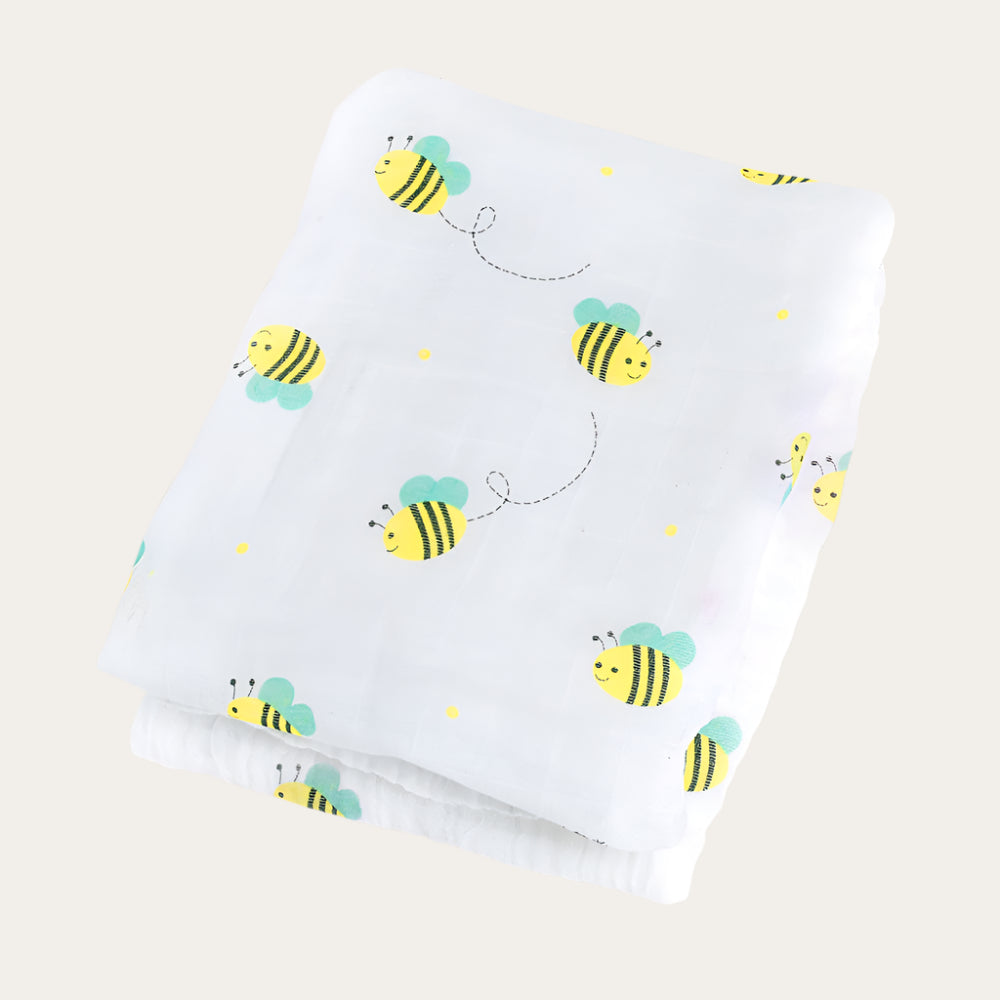Lulujo - Baby Muslin Swaddle - Bumbling Bee – Bumbles & Boo