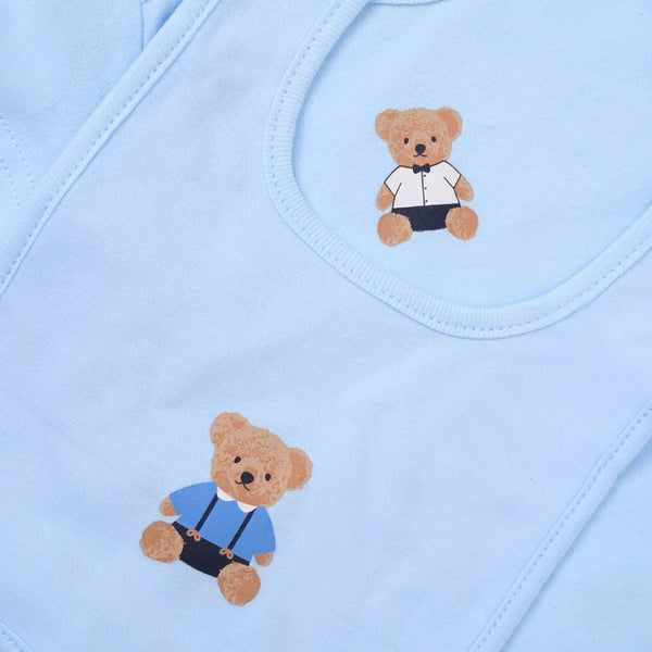 Blue Baby Boy Clothes - Teddy Bear Pattern - 5 Piece Outfit - Bumbles & Boo