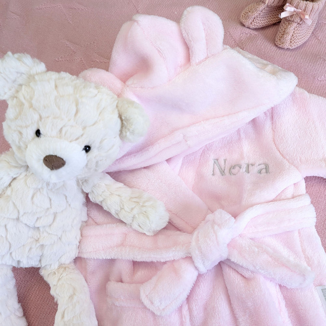 Pink Baby Dressing Gown 'Cute Ears' - Personalised Girl Gifts - Bumbles ...