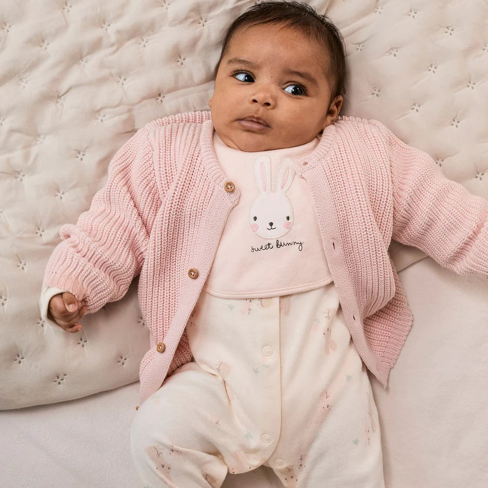 Bunny Design Pink Baby Girl Clothes Set - 4 Piece Outfit - Includes ...