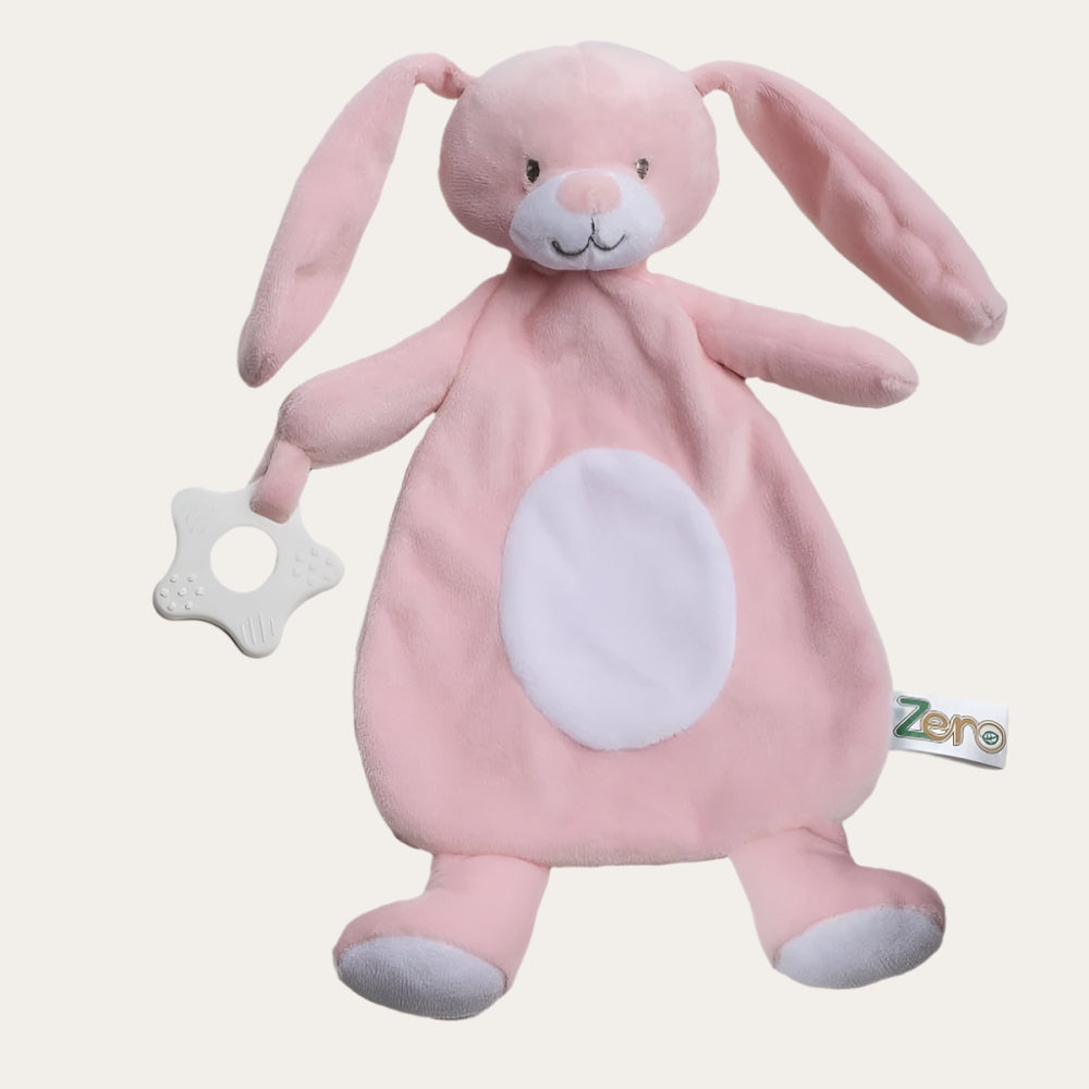 Pink Bunny Baby Comforter with Teether – Soft & Eco-Friendly - Bumbles ...