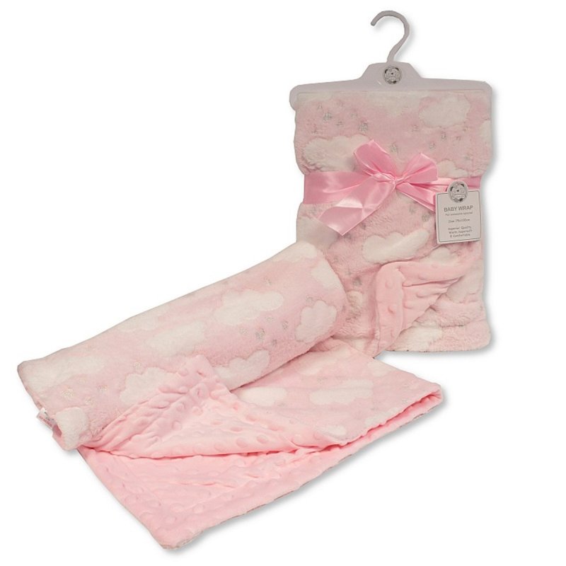 Soft Baby Blanket Wrap 'Pink Clouds' Dimple Back – Bumbles & Boo