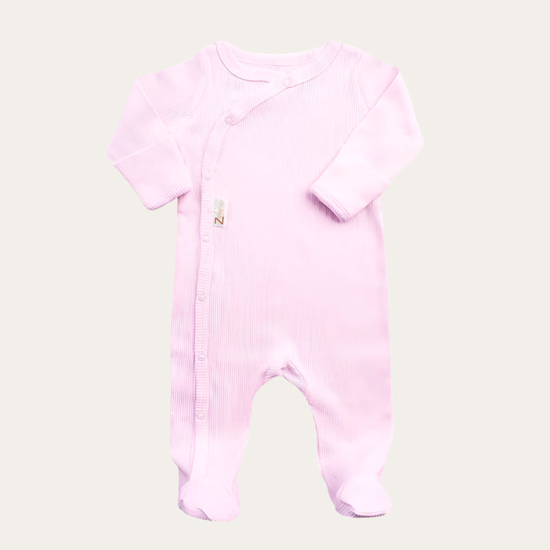 Pink Ribbed Baby Sleepsuit – Bumbles & Boo