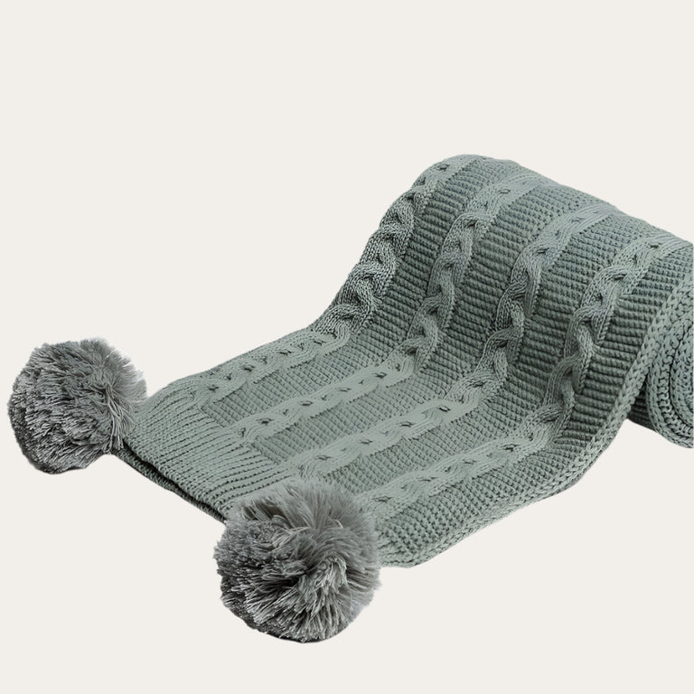 Cable Knit Blanket Wrap - Sage Green - Baby Blankets – Bumbles & Boo