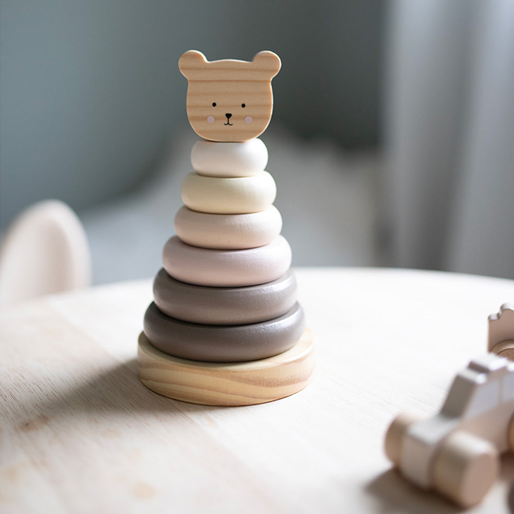 Wooden Stacking Ring Teddy – Natural Finish, FSC™ Certified Baby Toy ...