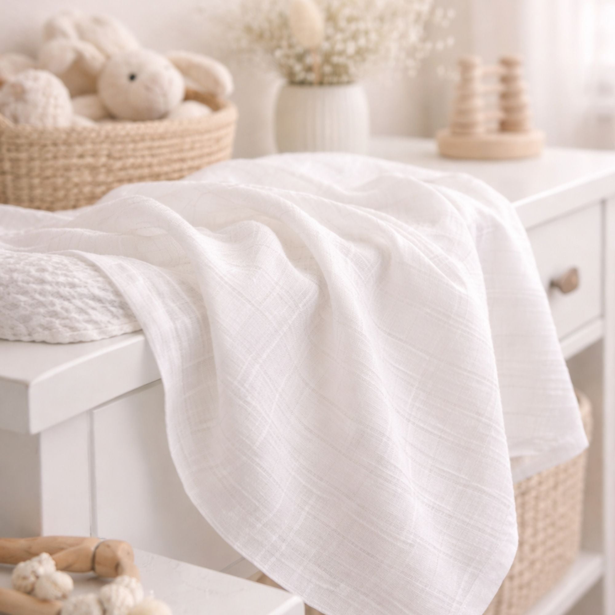White Muslin Square - 100% Cotton - Baby Essentials - Bumbles & Boo