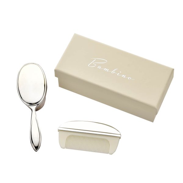 Bambino Baby Silverplated Brush & Comb Set - Baby Brush Set – Bumbles & Boo